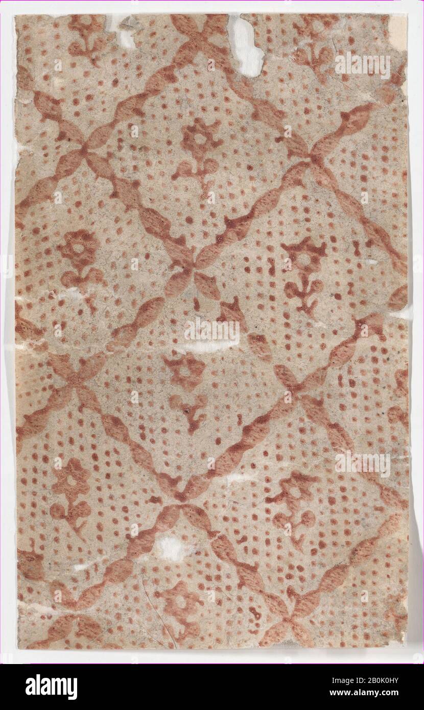 Anonymous, Sheet with overall lattice pattern with dots and flowers ...
