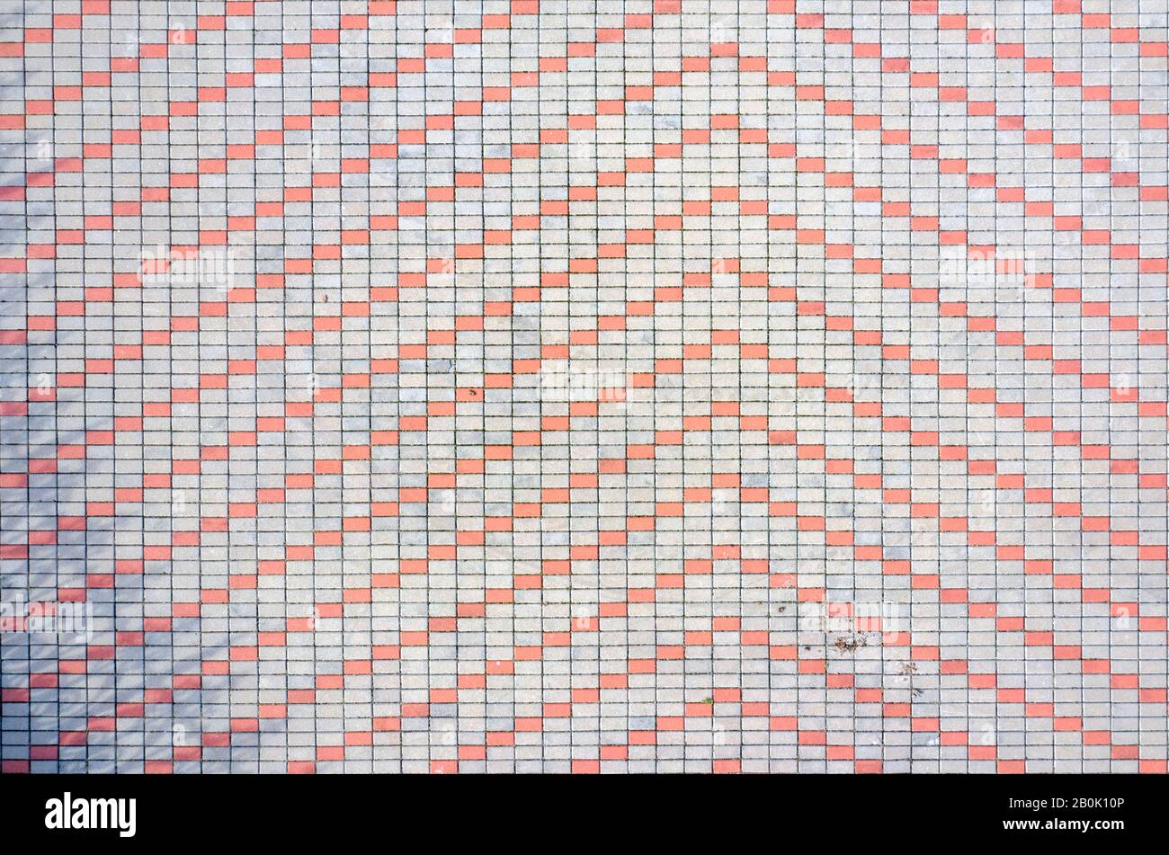 Red and white pavement tile top view Stock Photo - Alamy