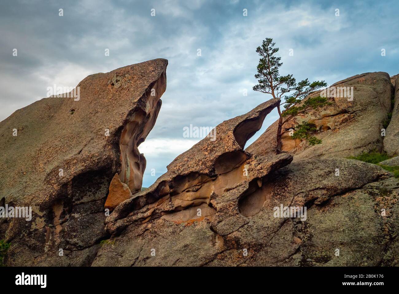 Mountain landscape with cliffs of an unusual shape. Mountains of Kent ...