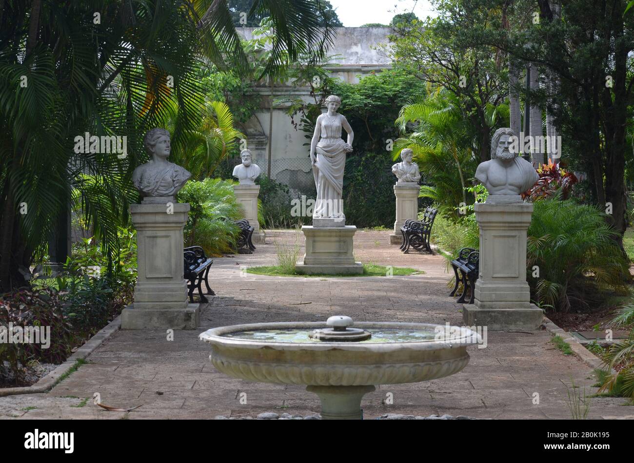 Marble statues in Quinta de los Molinos (Havana, Cuba), former site of ...