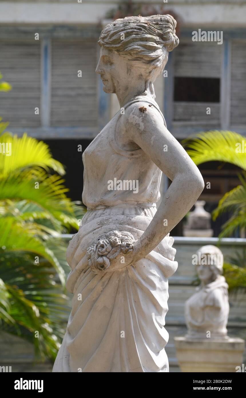Marble statues in Quinta de los Molinos (Havana, Cuba), former site of ...