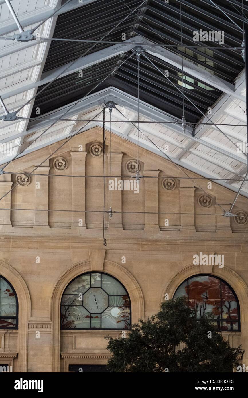 Graphic old train station hall Stock Photo - Alamy