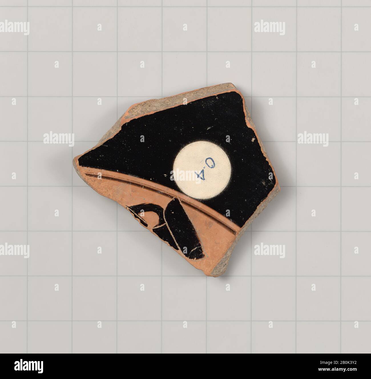 Terracotta fragment of a kylix (drinking cup), Greek, Attic, Archaic ...