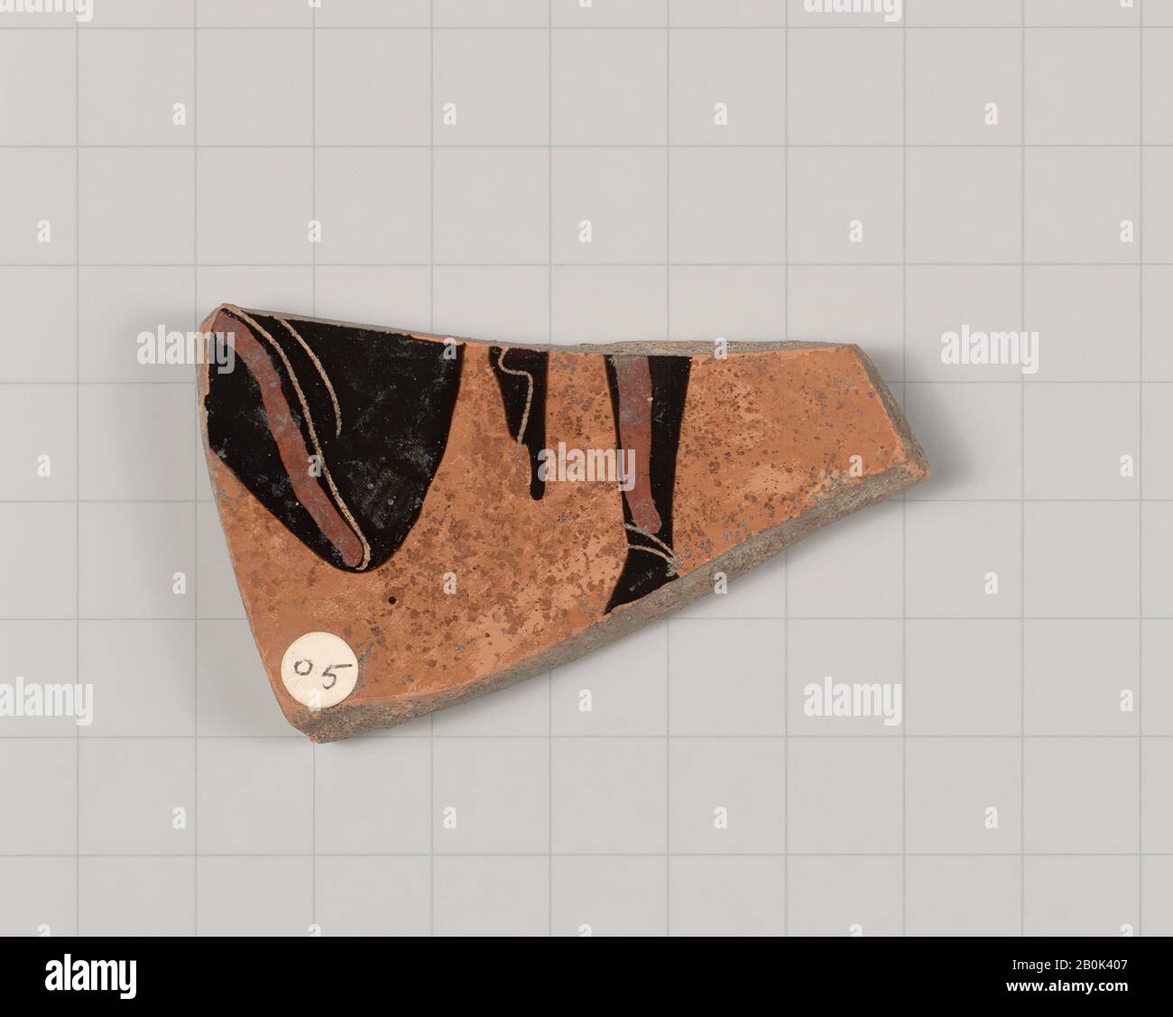 Terracotta fragment of a kylix (drinking cup), Greek, Attic, Archaic ...