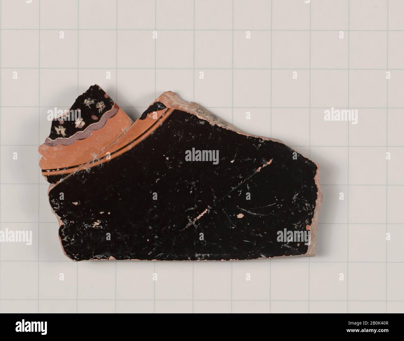 Terracotta fragment of a kylix (drinking cup), Greek, Attic, Archaic ...