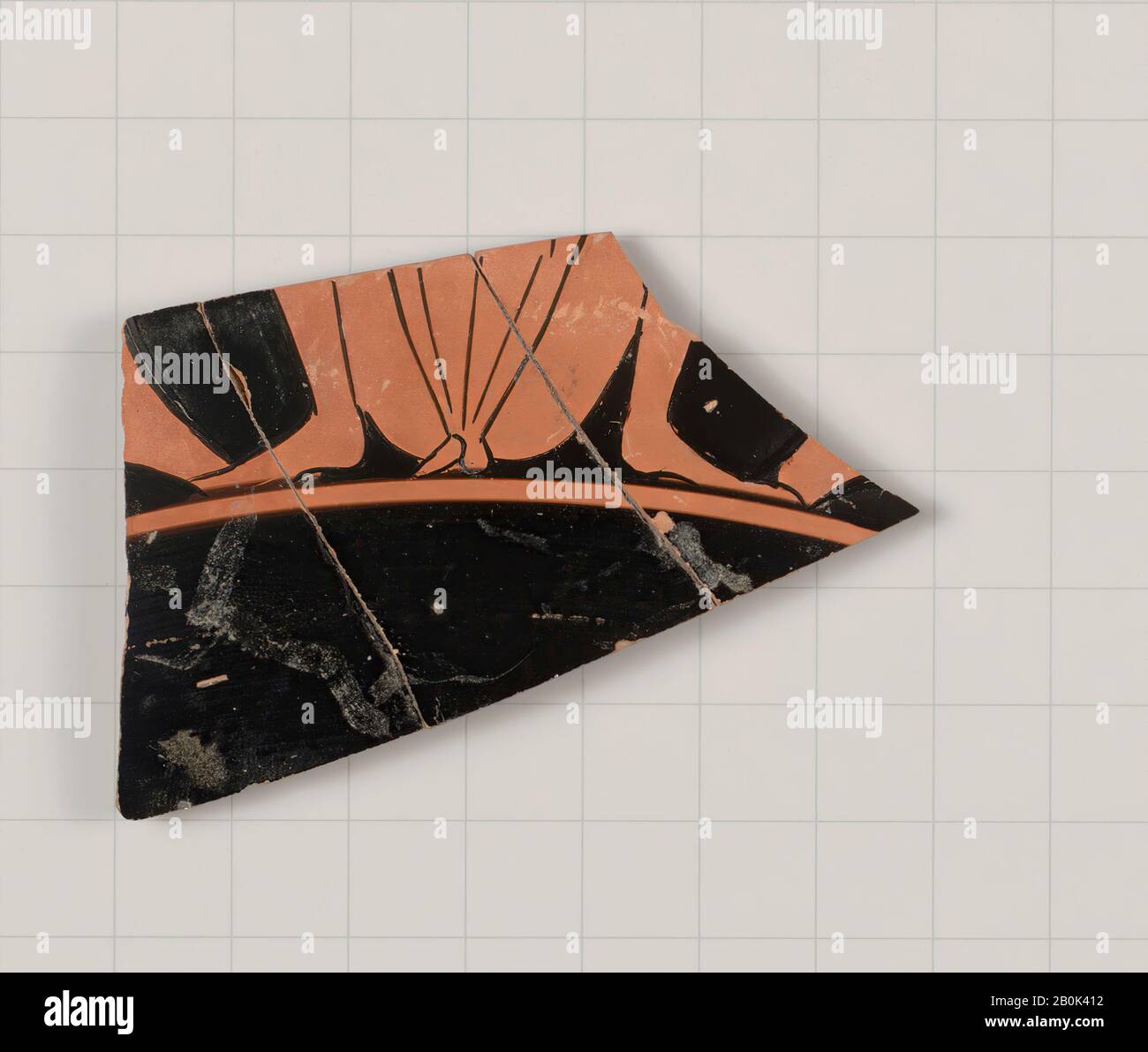 Terracotta fragment of a kylix: eye-cup (drinking cup), Greek, Attic ...