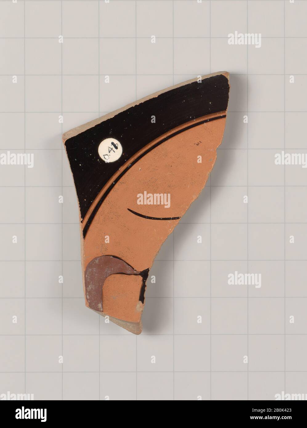 Terracotta fragment of a kylix (drinking cup), Greek, Attic, Archaic ...