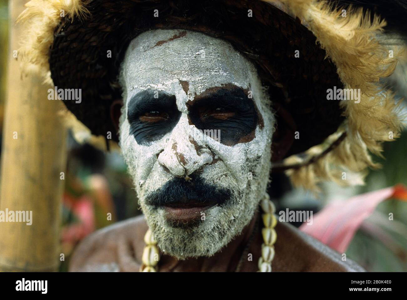 PAPUA NEW GUINEA, SEPIK RIVER, PORTRAIT OF TRADITIONAL SING-SING DANCER ...