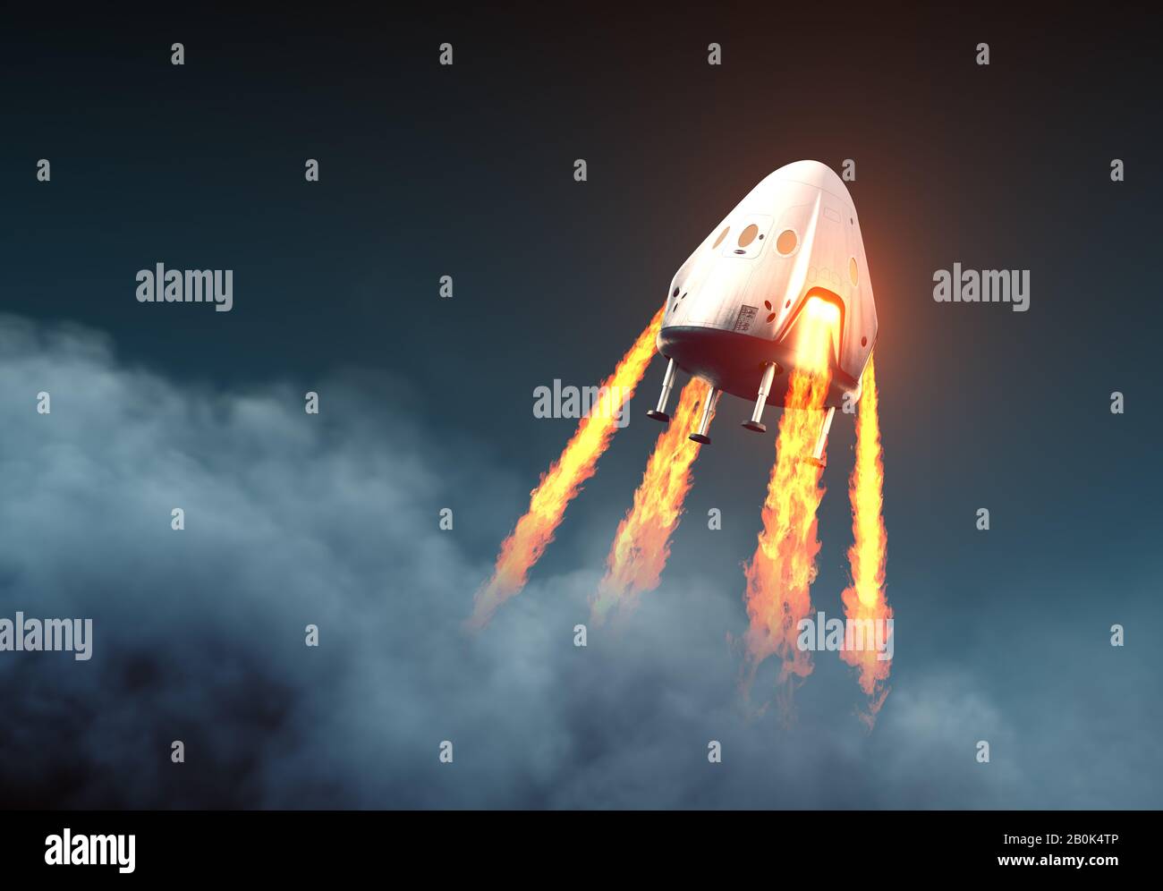 Commercial Spacecraft Module Launch From Blue Planet Stock Photo - Alamy