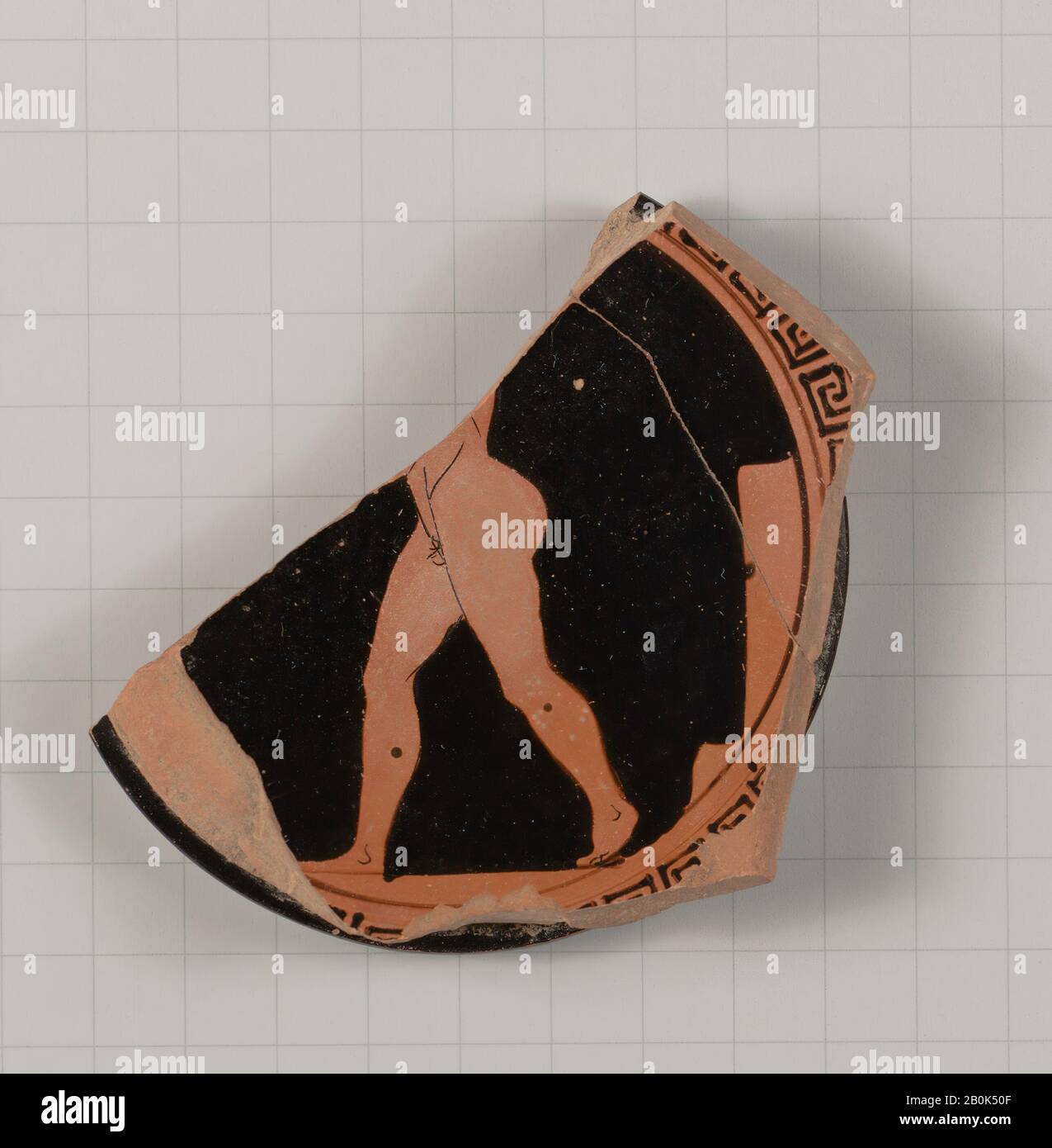 Terracotta fragment of a stemless kylix (drinking cup), Greek, Attic ...