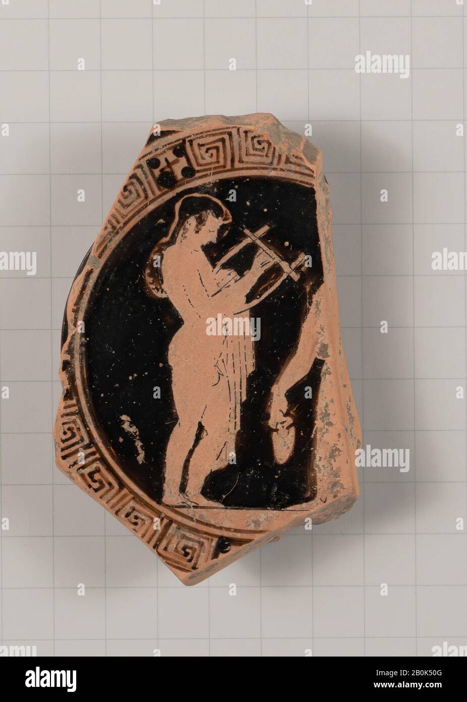 Terracotta fragment of a stemless kylix (drinking cup), Greek, Attic ...