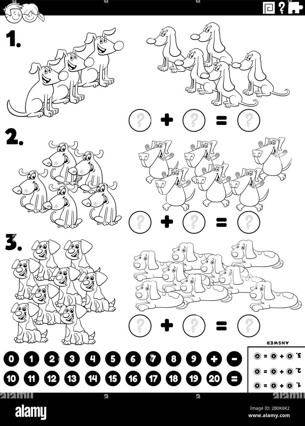 Black and White Cartoon Illustration of Educational Mathematical ...