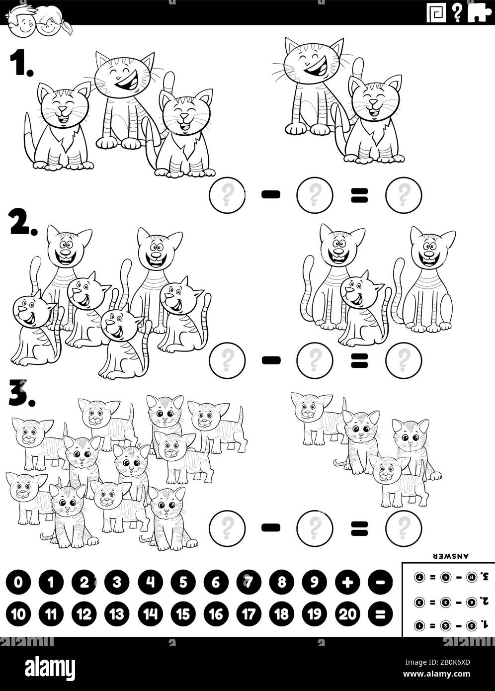 Black and White Cartoon Illustration of Educational Mathematical ...