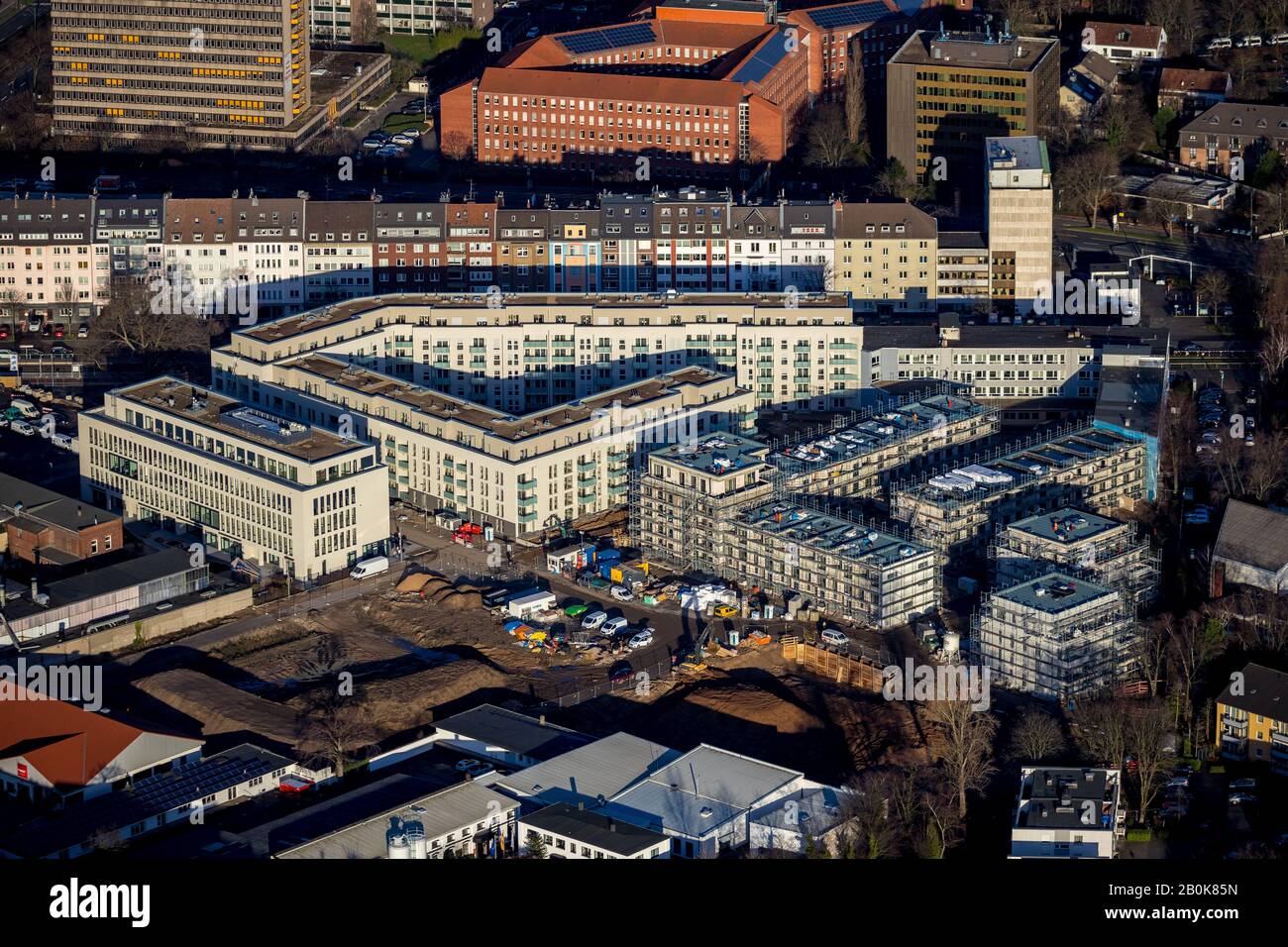 , Aerial photo, construction site SWD project Witzelstraße, new office ...