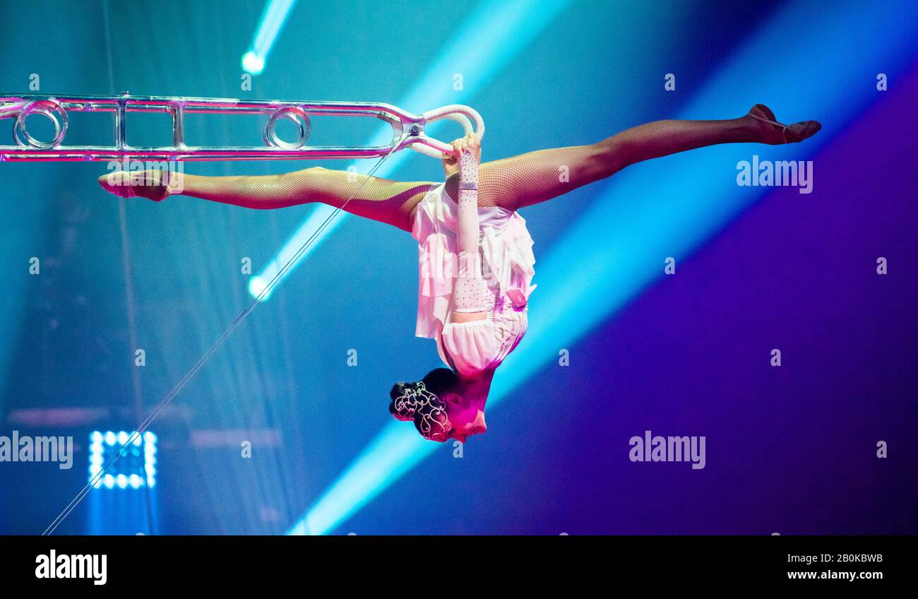 GIRONA, SPAIN - FEBRUARY 17: Russian artists perform 'The Ladder' led ...