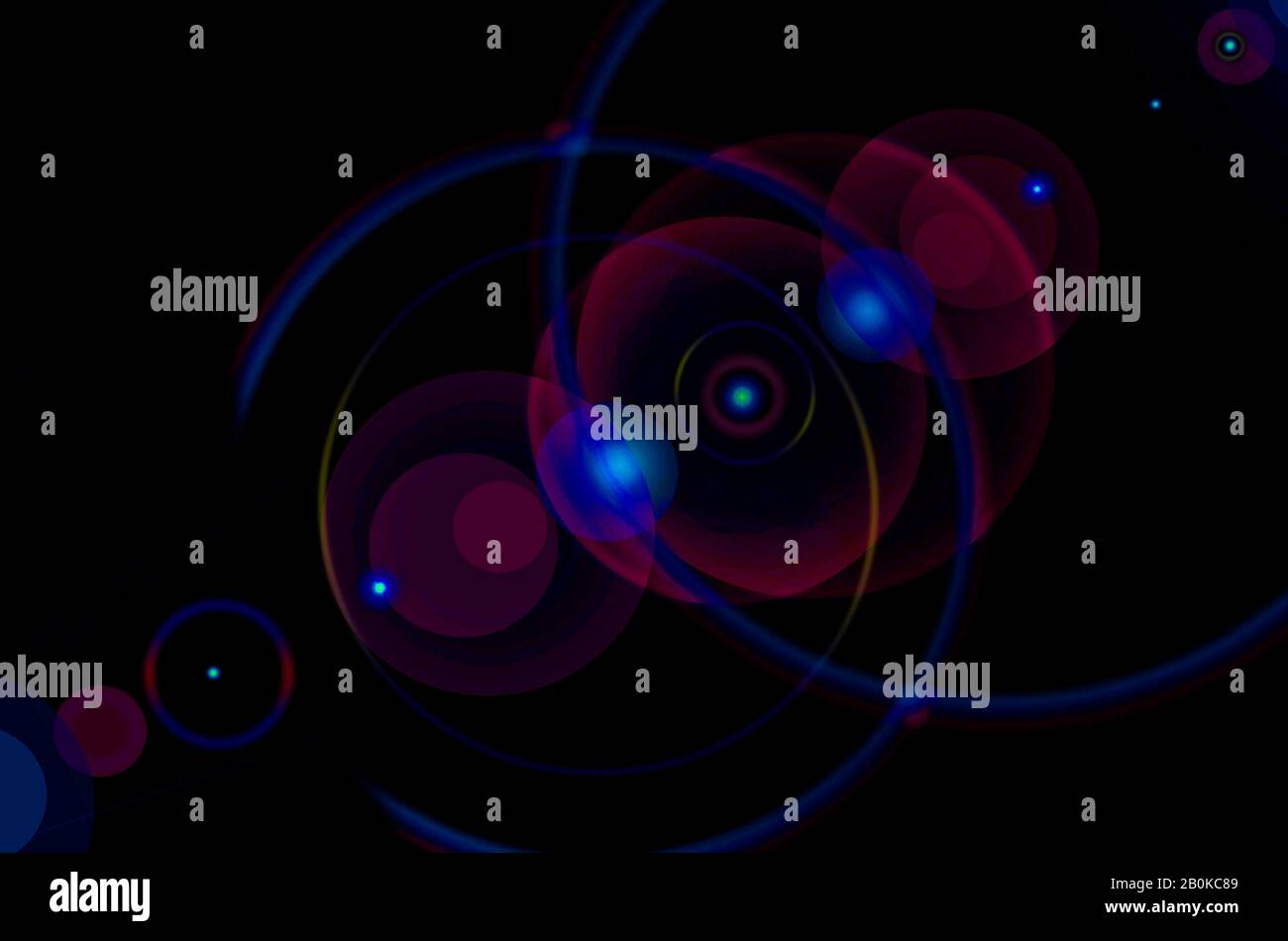Bright blue and burgundy transparent circles and rims at an angle ...