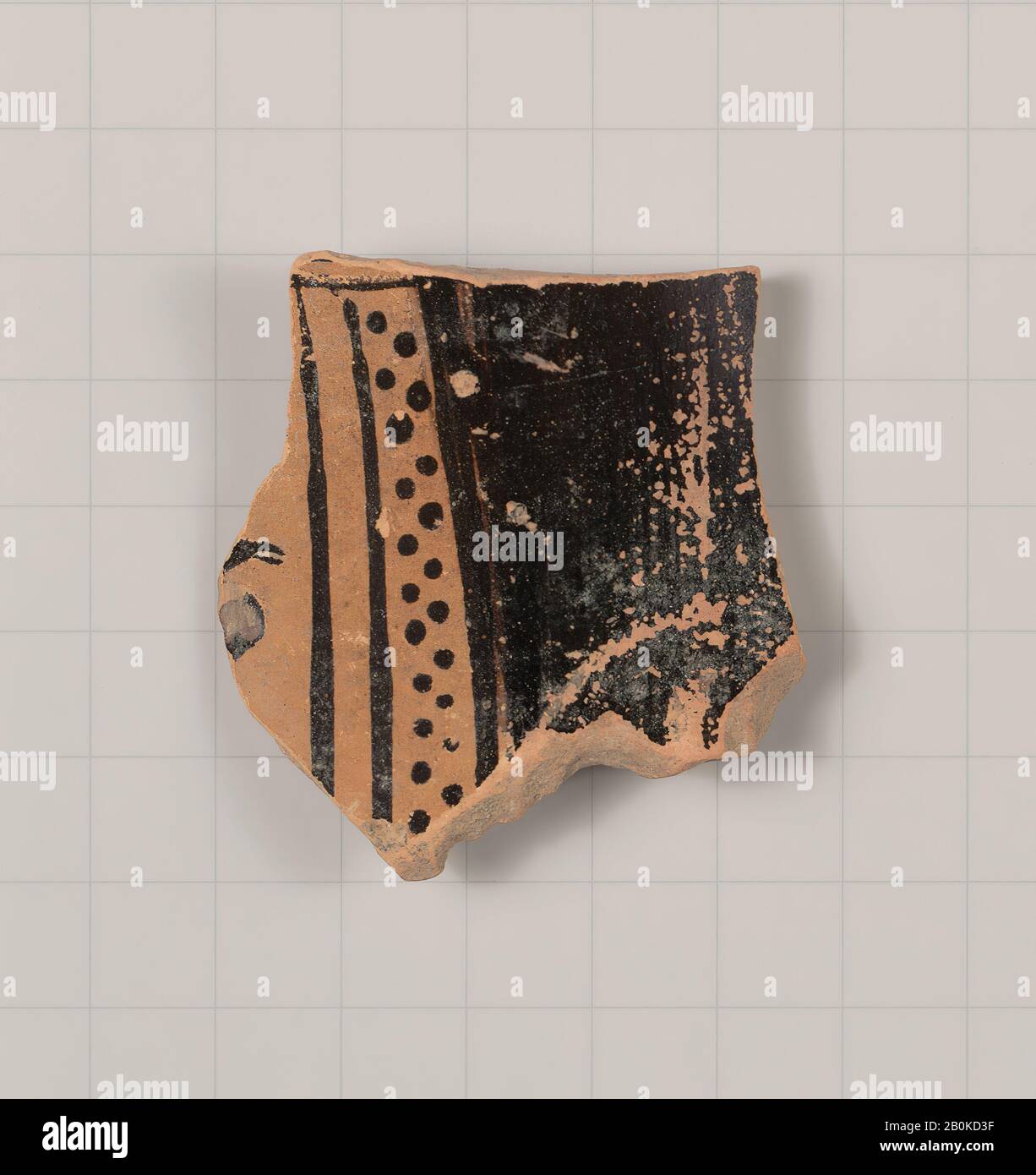 Terracotta fragment of an olpe (jug), Greek, Attic, Archaic, Date late ...