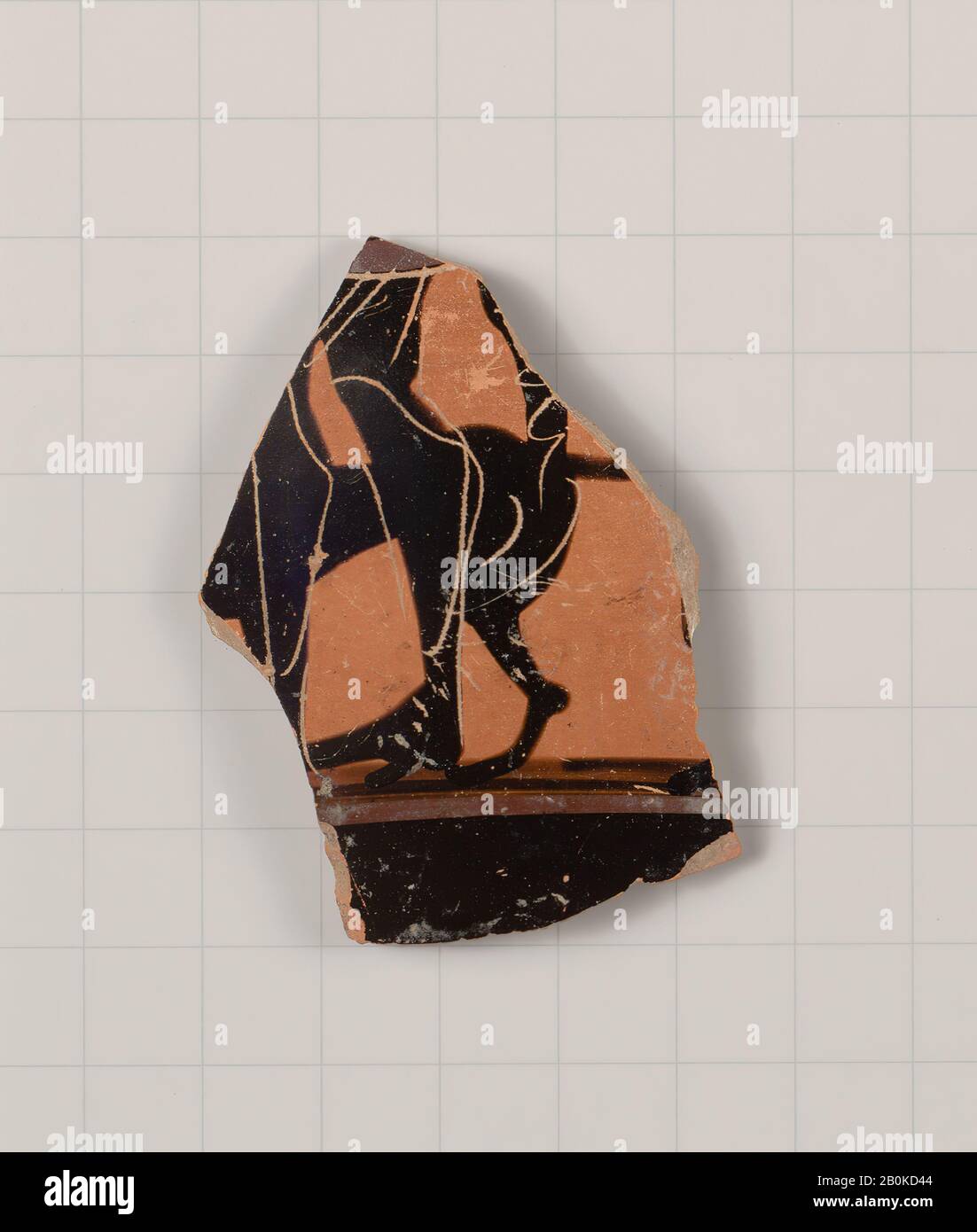 Terracotta fragment of an olpe (jug), Greek, Attic, Archaic, Date late ...