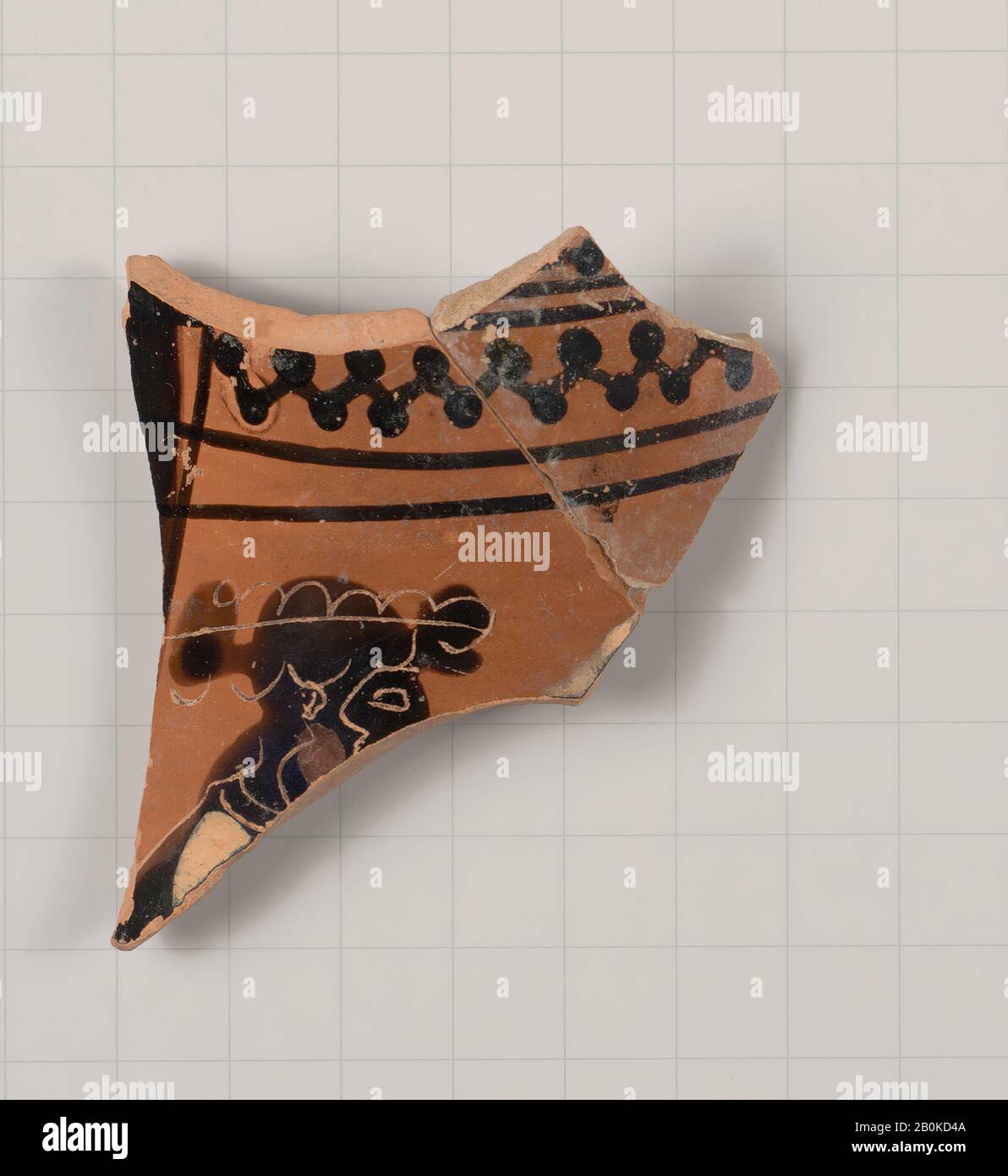 Terracotta fragment of an olpe (jug), Greek, Attic, Archaic, Date late ...