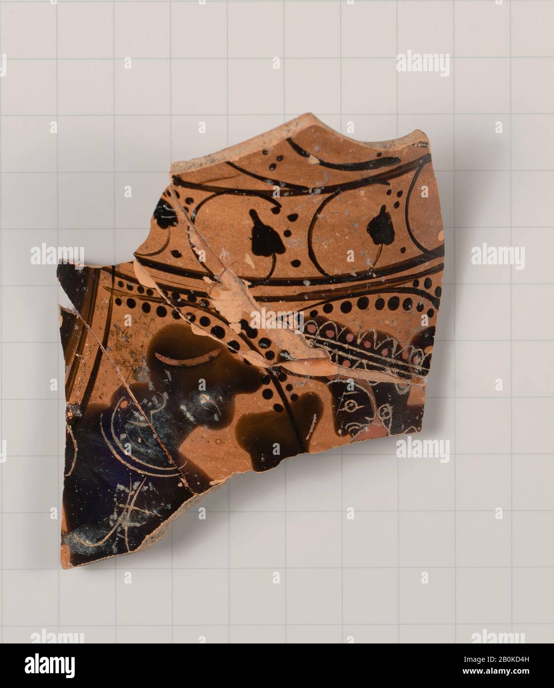 Terracotta fragment of an olpe (jug), Greek, Attic, Archaic, Date last ...