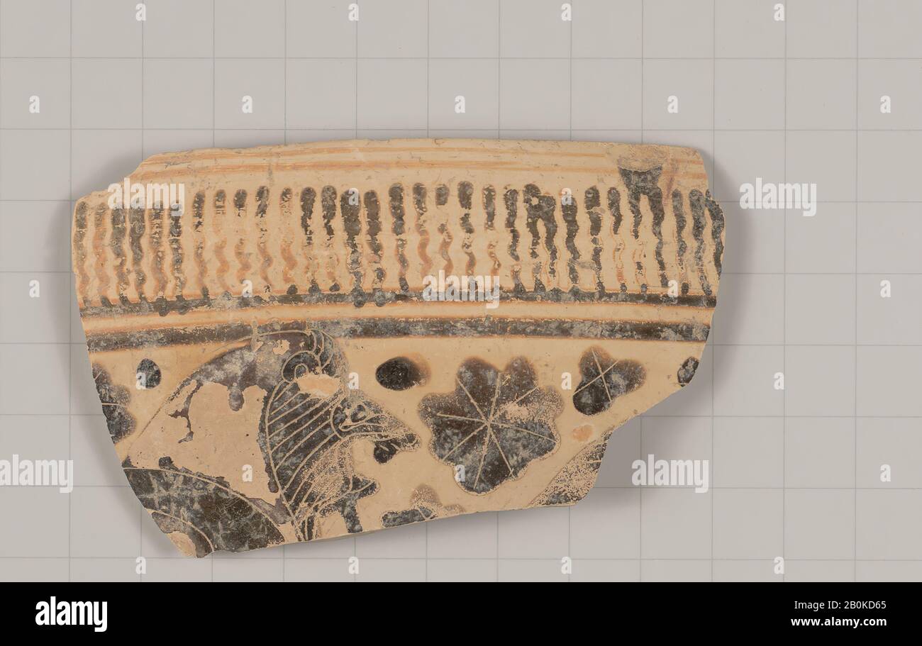 Terracotta fragment of an open shape, Greek, Corinthian, Corinthian ...