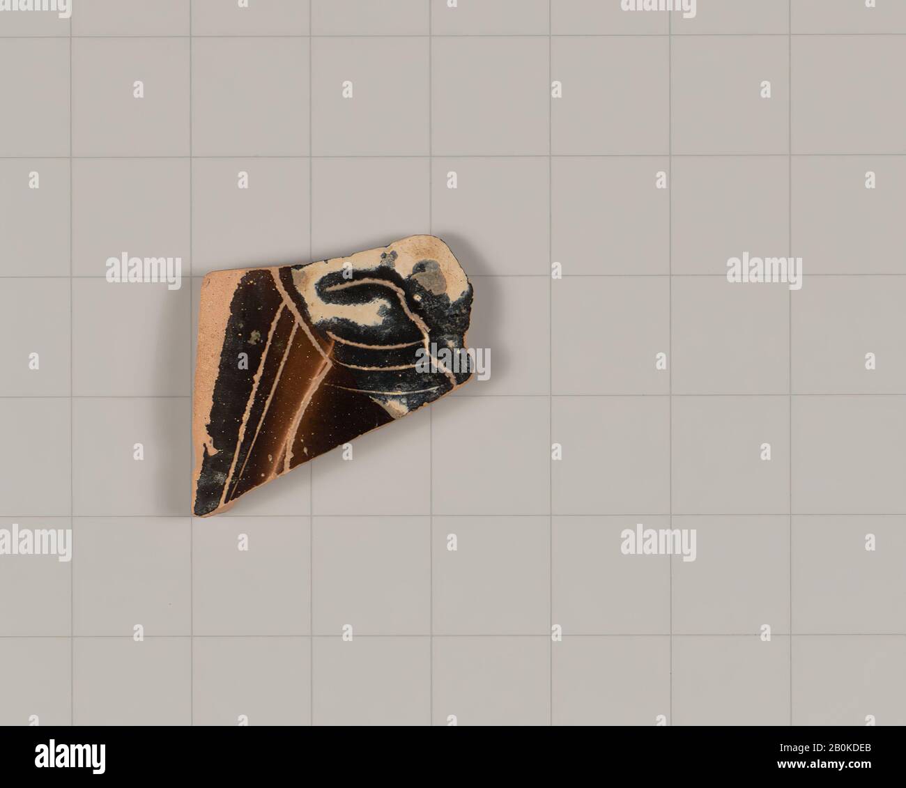 Terracotta fragment of an oinochoe (jug) or olpe (jug), Greek, Attic ...