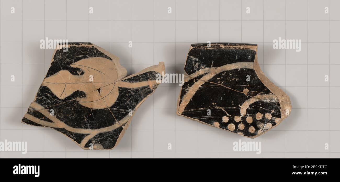 Terracotta rim fragments of a kylix (drinking cup), Etruscan, Classical ...