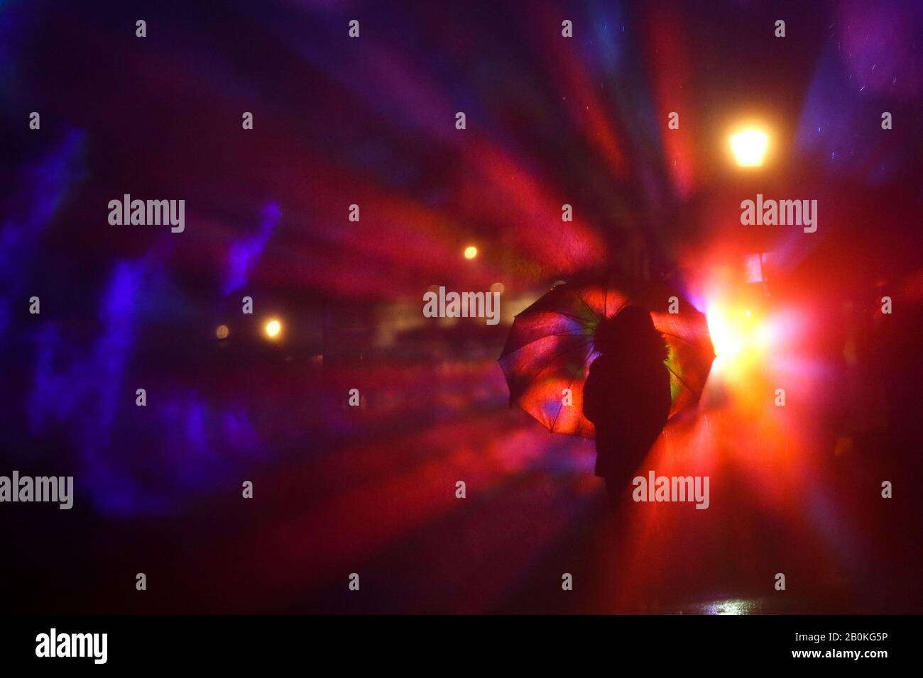 Poole, UK. 20th Feb 2020. Visitors to the opening night of Light Up ...