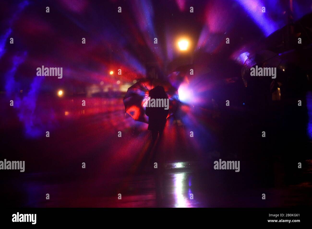 Poole, UK. 20th Feb 2020. Visitors to the opening night of Light Up ...