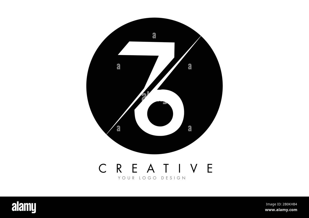 76 7 6 Number Logo Design with a Creative Cut and Black Circle ...