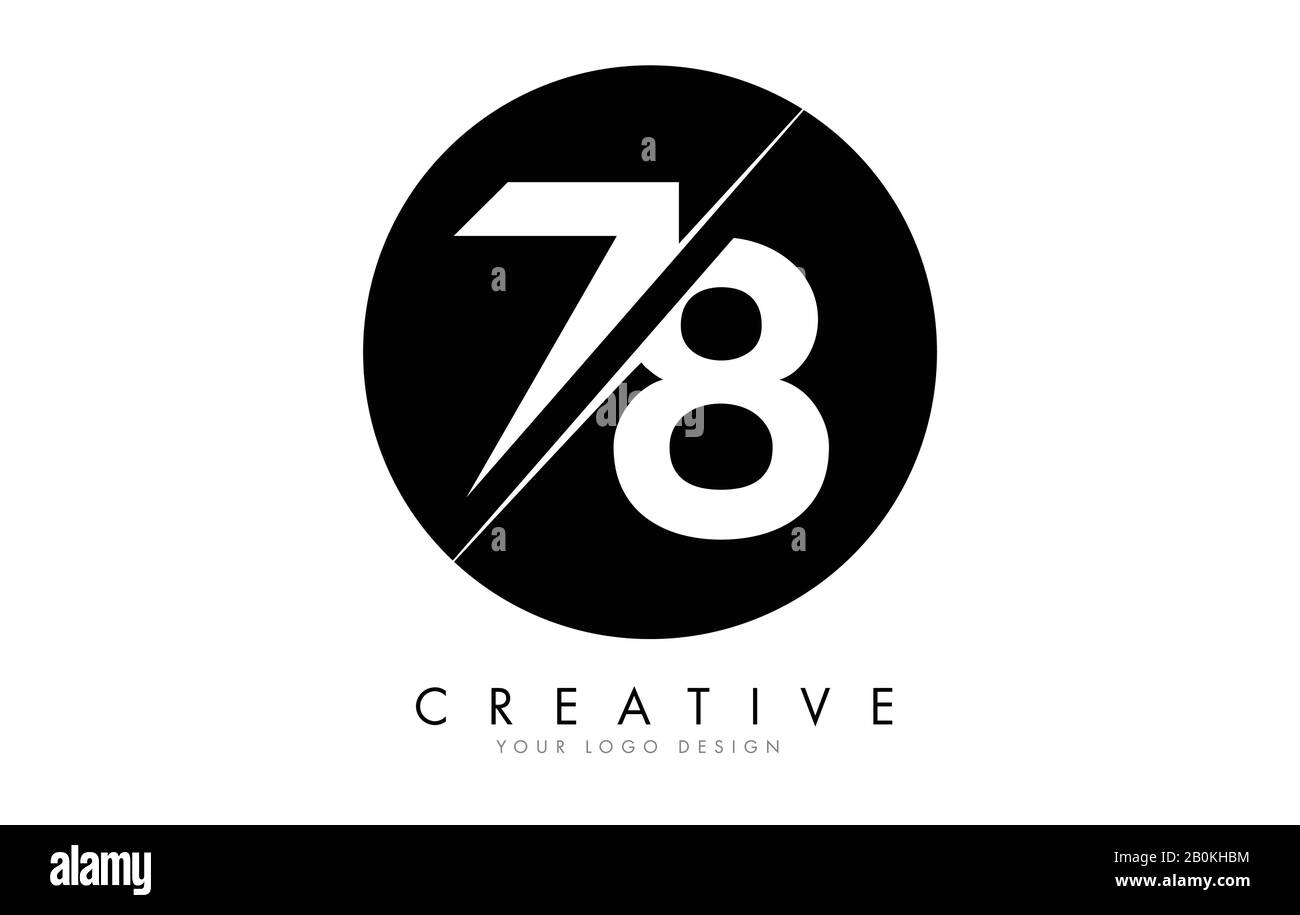 78 7 8 Number Logo Design with a Creative Cut and Black Circle ...