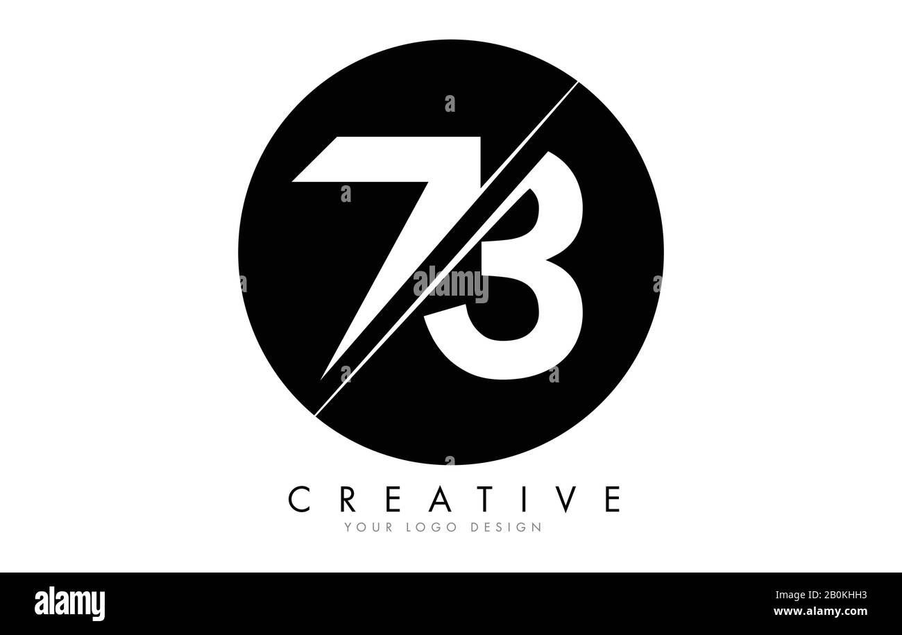 73 7 3 Number Logo Design with a Creative Cut and Black Circle ...
