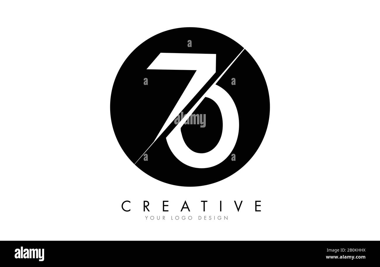 70 7 0 Number Logo Design with a Creative Cut and Black Circle ...