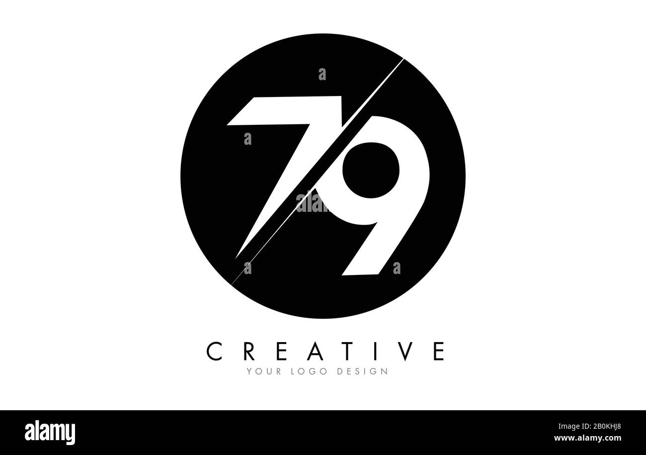 79 7 9 Number Logo Design with a Creative Cut and Black Circle ...