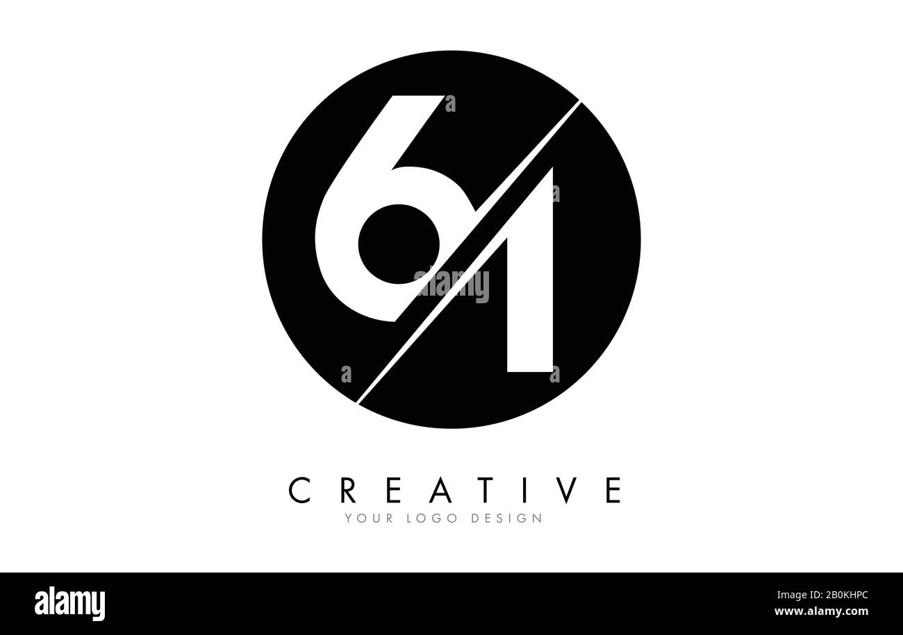 61 6 1 Number Logo Design with a Creative Cut and Black Circle ...