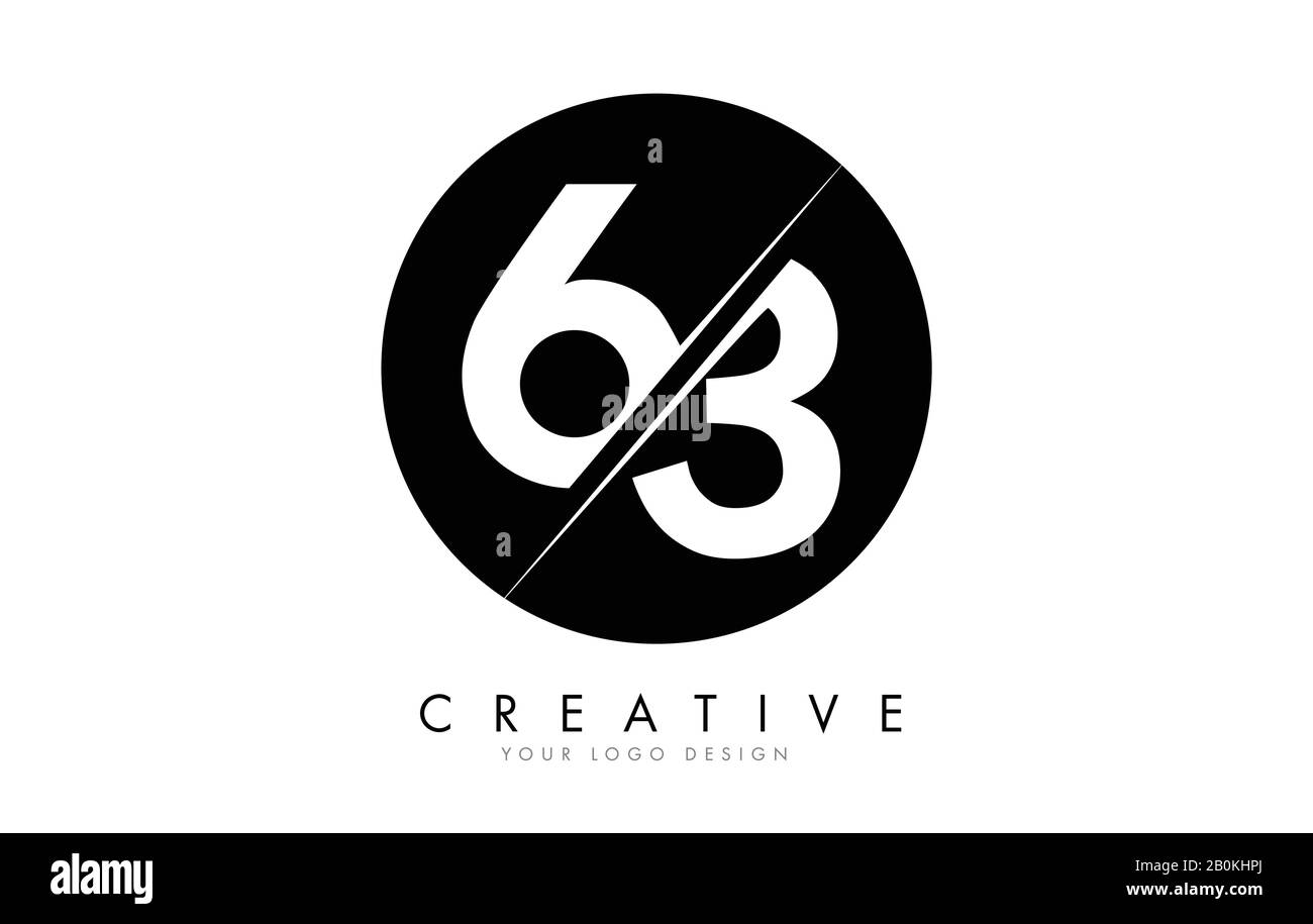63 6 3 Number Logo Design with a Creative Cut and Black Circle ...