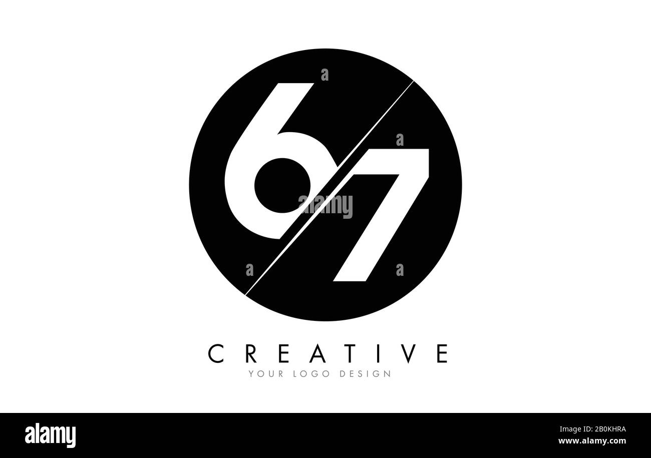 67 6 7 Number Logo Design with a Creative Cut and Black Circle ...