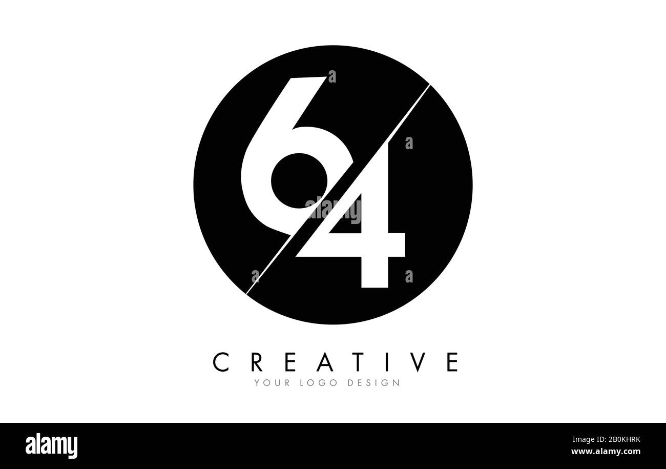 64 6 4 Number Logo Design with a Creative Cut and Black Circle ...