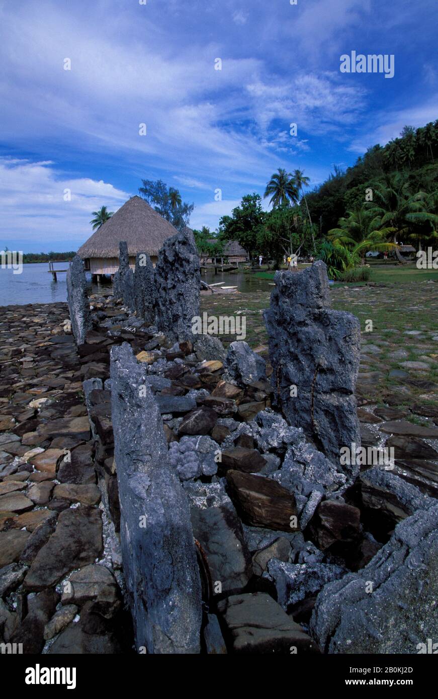 FRENCH POLYNESIA, SOCIETY ISLANDS, HUAHINE, MAEVA VILLAGE, MARAE ...