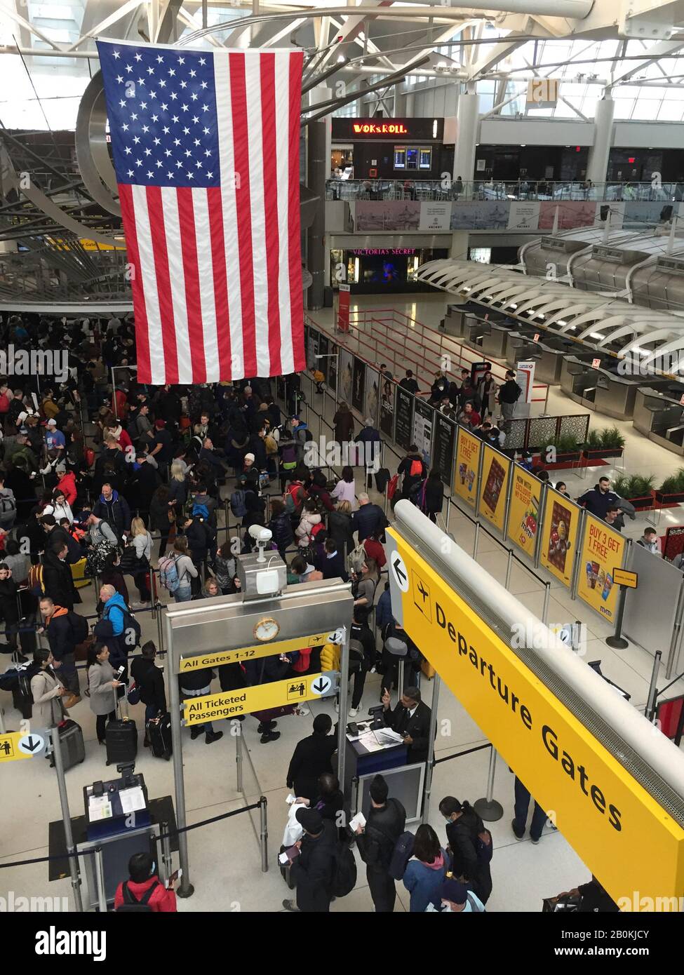 Crowded Terminal 1 at JFK International Airport, NYC, USA Stock Photo ...