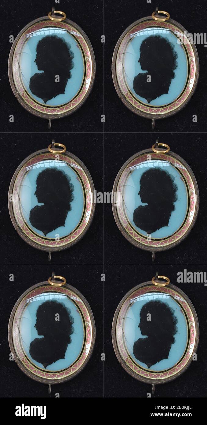 Locket, German, 18th century, German, Verre églomisé, Framed: 2 3/8 × 2 ...
