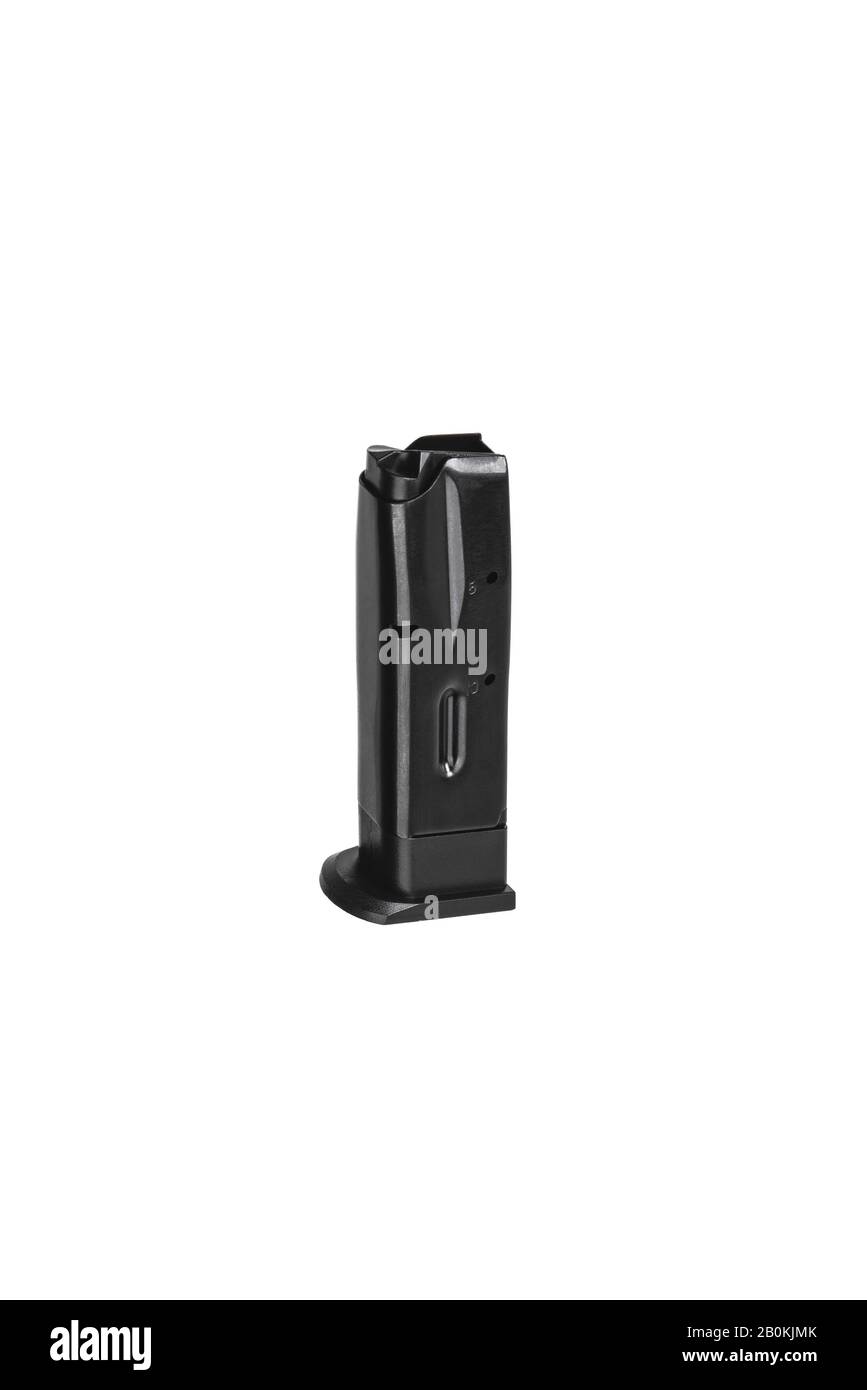 handgun magazine on white surface Stock Photo - Alamy