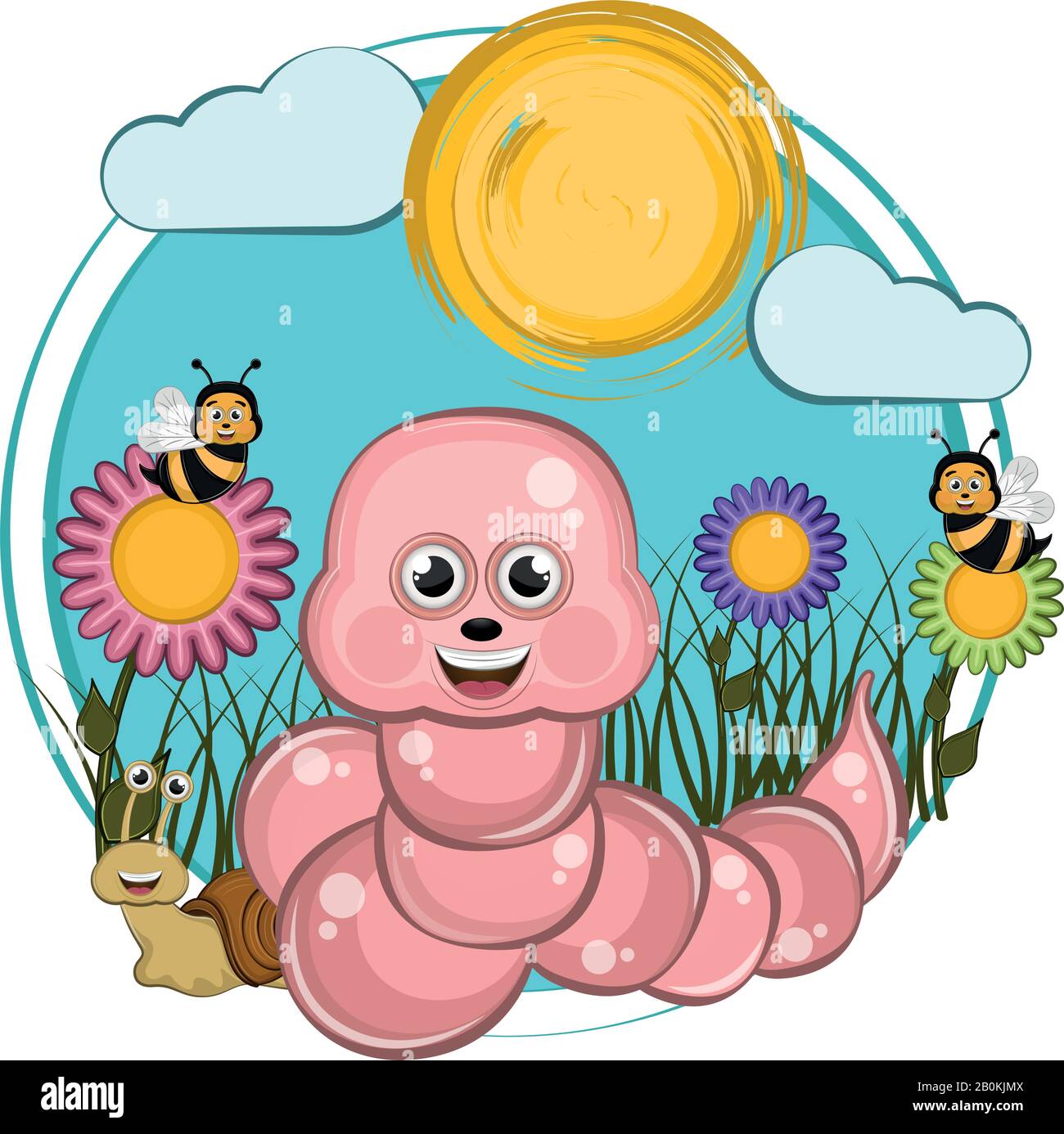 Cartoon of a cute happy earthworm Stock Vector Image & Art - Alamy
