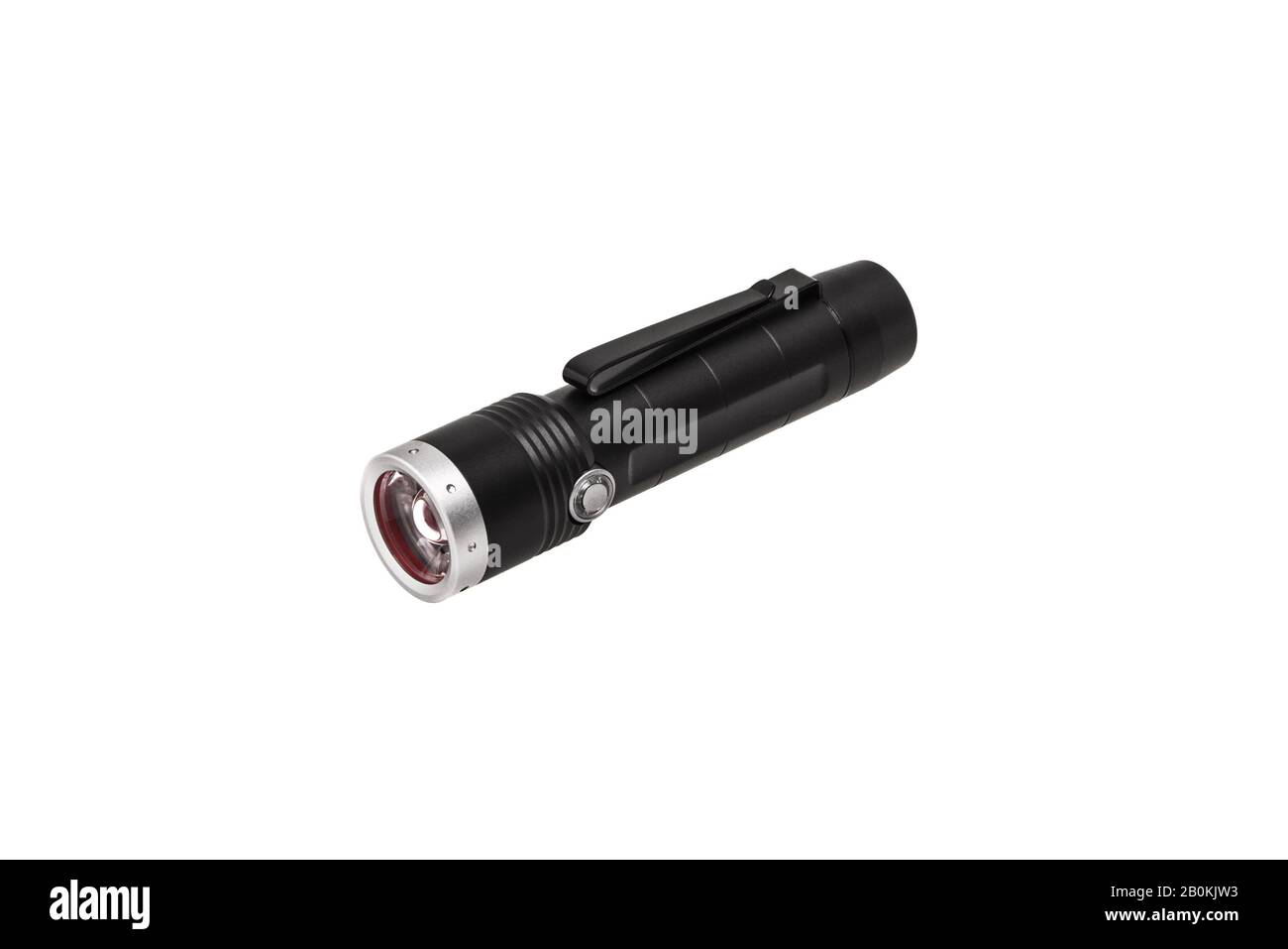 modern black metal flashlight isolated on white background Stock Photo ...