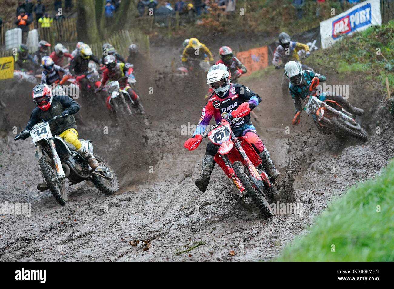 Harri Kullas leads through the first corner of the during MX1 Race 1 at ...
