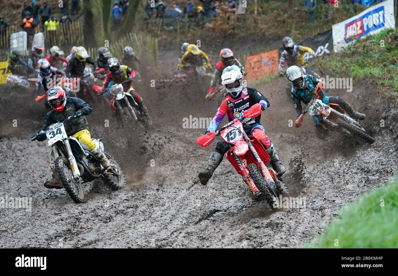 Harri Kullas leads through the first corner of the during MX1 Race 1 at ...