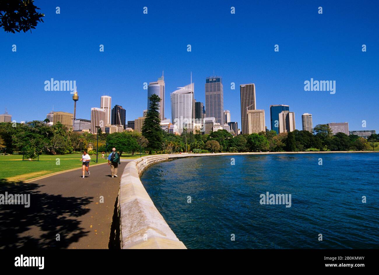 AUSTRALIA, SYDNEY, ROYAL BOTANICAL GARDEN, SYDNEY SKYLINE IN BACKGROUND ...