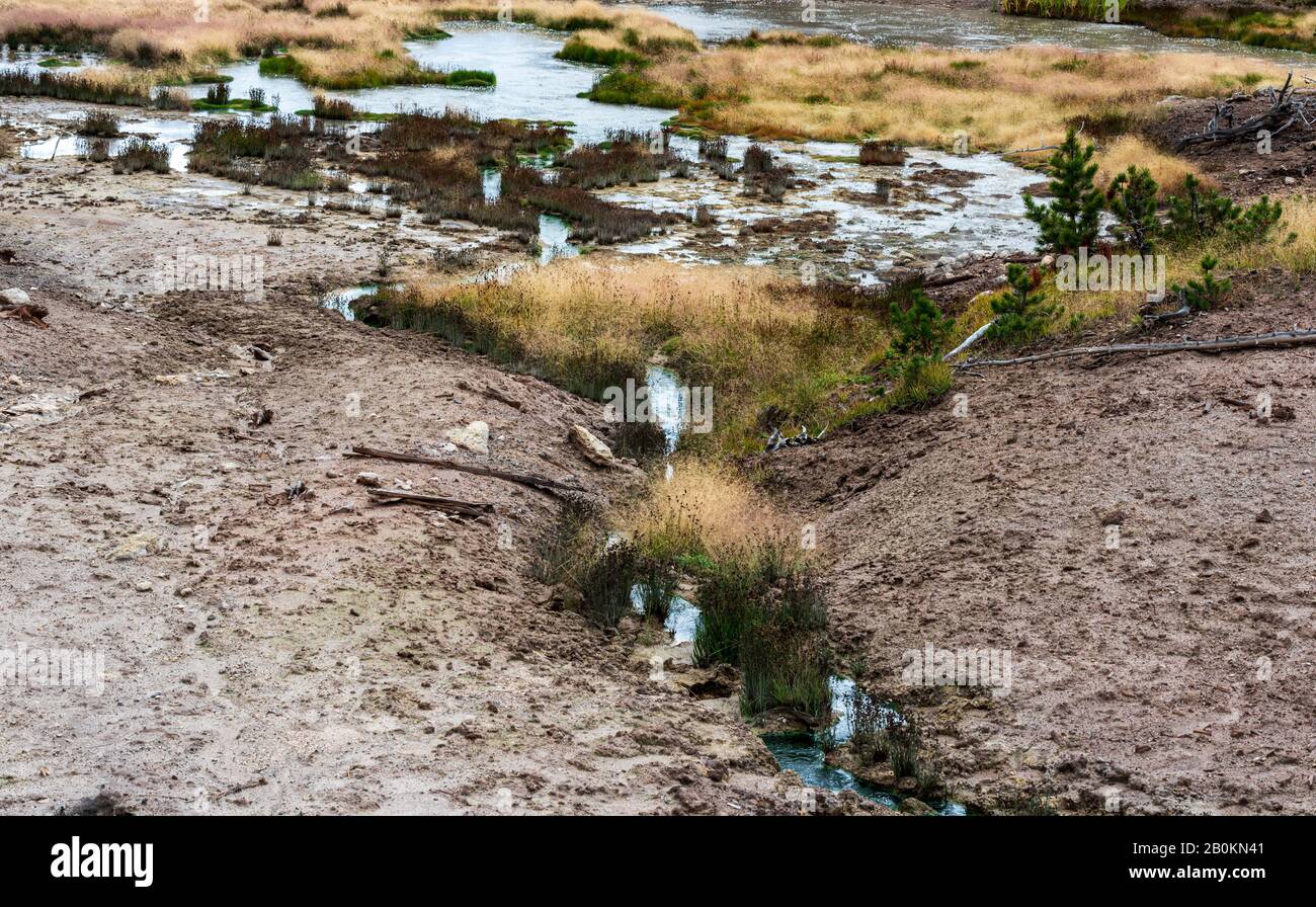 Hot springs water running down in steam Stock Photo - Alamy