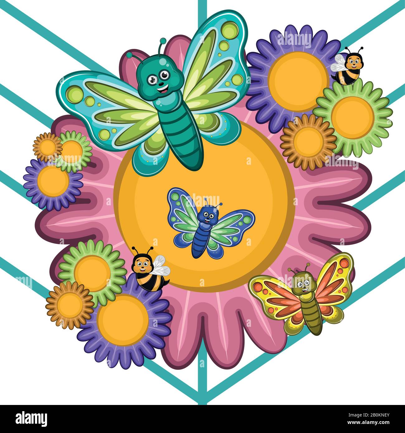 Cute butterflies and bees Stock Vector Image & Art - Alamy