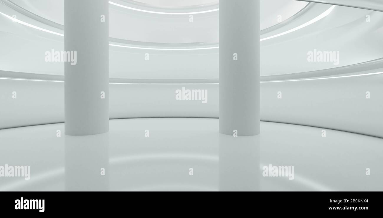 modern futuristic abstract white architecture background 3d render ...